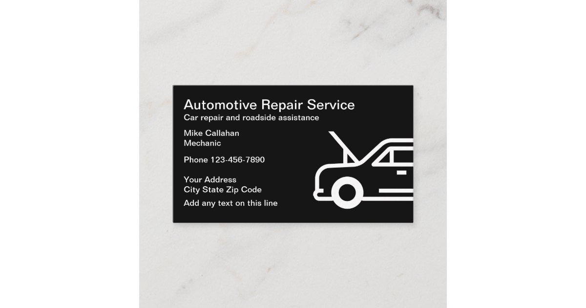 Simple Auto Repair Business Card | Zazzle