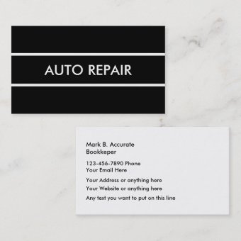Simple Auto Repair Business Card | Zazzle