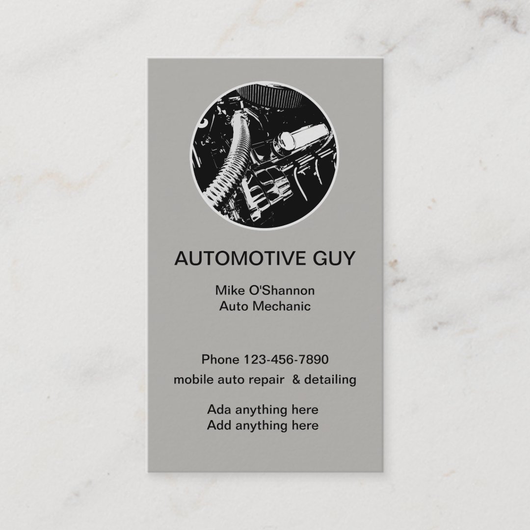 Simple Automotive Mechanic Business Card | Zazzle