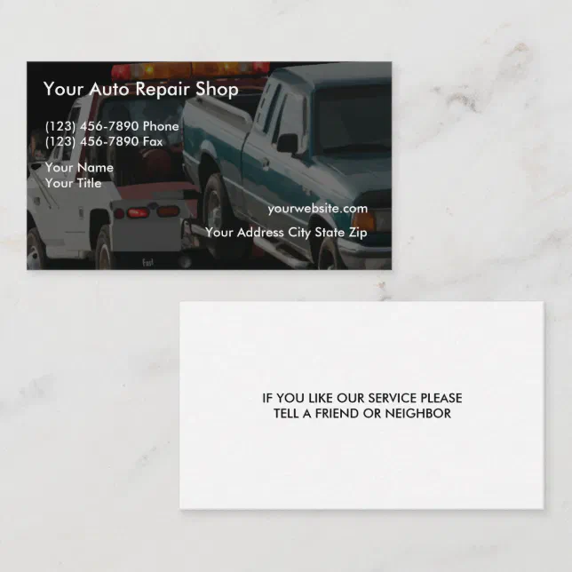 Simple Automotive Towing Business Cards | Zazzle