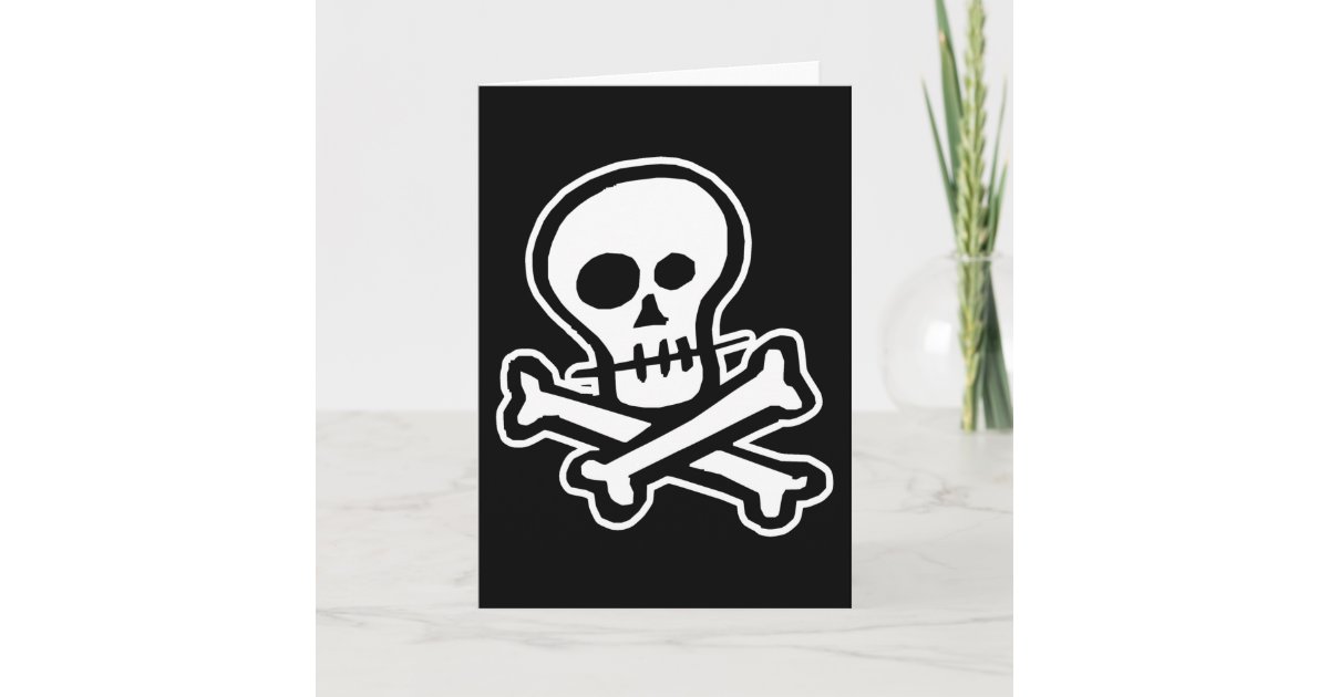 Simple B&W Skull & Crossbones Card | Zazzle