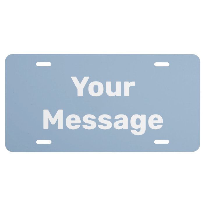 Simple Baby Blue and White Text Template License Plate | Zazzle.com
