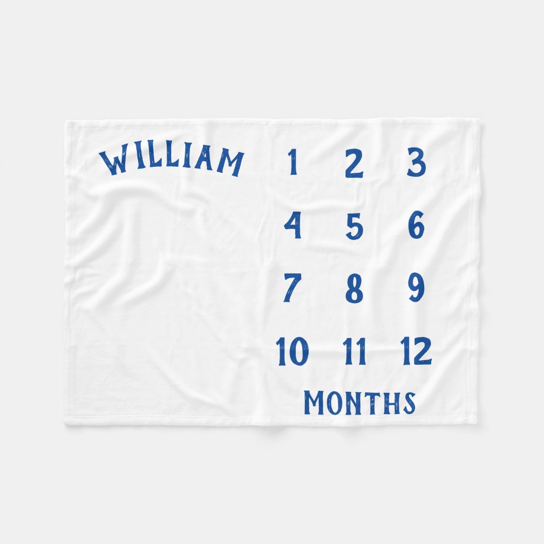 Simple Baby Milestone Monthly Blue Baby Blanket | Zazzle