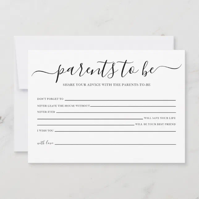 Simple Baby Shower Advice for the Parents Card | Zazzle