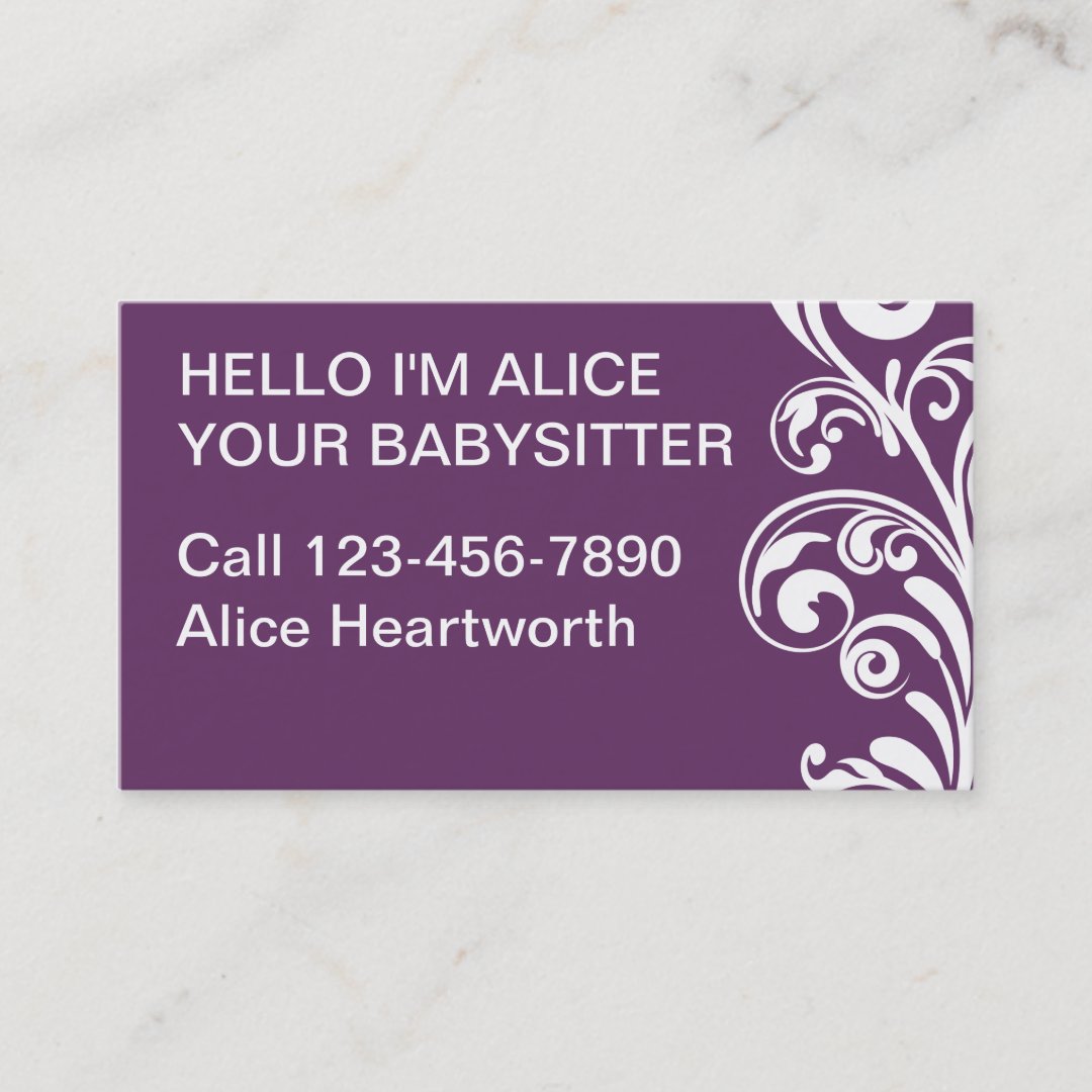 Simple Babysitting Business Cards | Zazzle