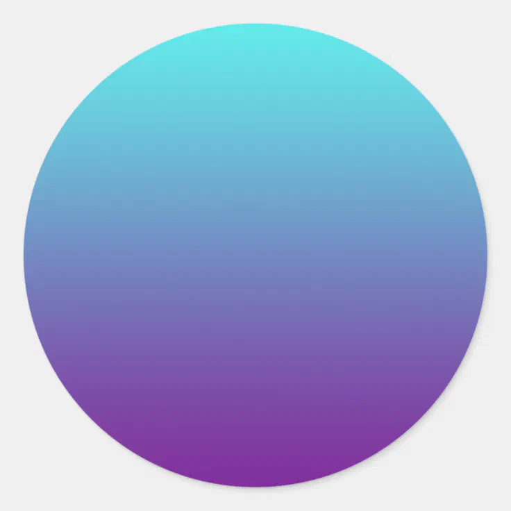 Simple Background Gradient Turquoise Blue Purple Classic Round Sticker ...