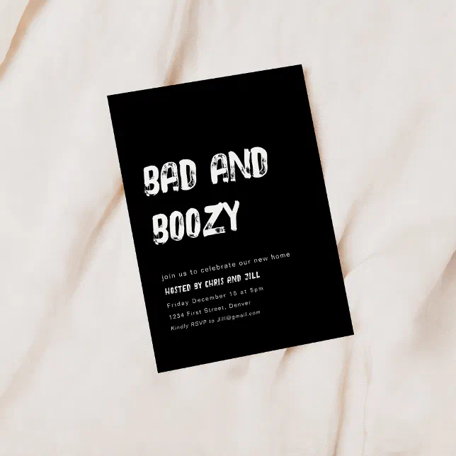 Simple Bad and Boozy Party Invitation | Zazzle
