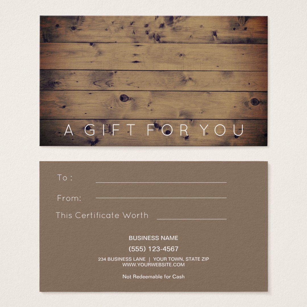 Simple Barn Wood | Rustic Gift Card Certificate | Zazzle