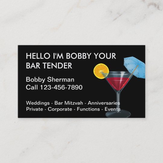 Simple Bartender Business Cards | Zazzle.com