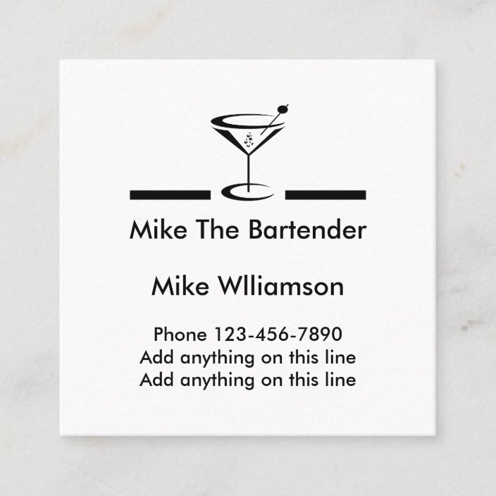Simple Bartender Profile Square Business Card | Zazzle.com