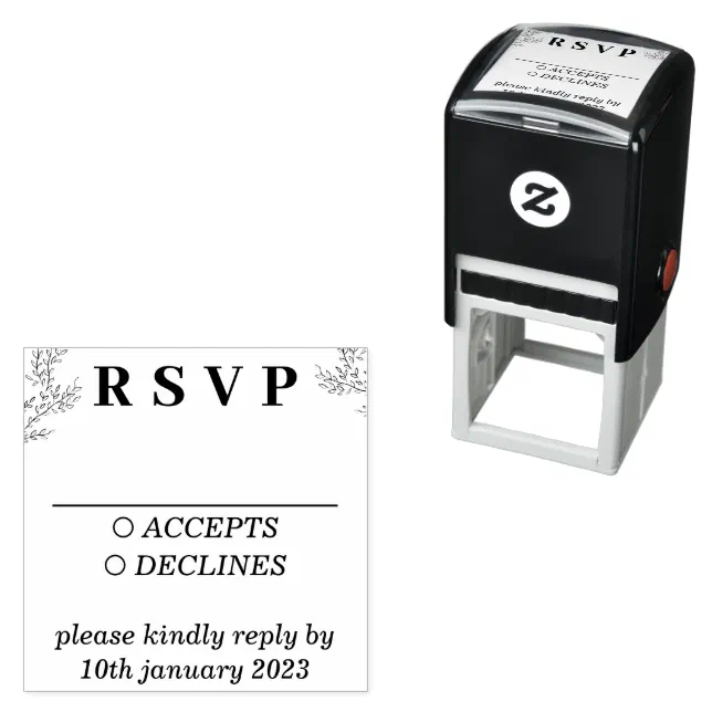 Simple Basic Ivy Floral Wedding Self-inking Stamp | Zazzle