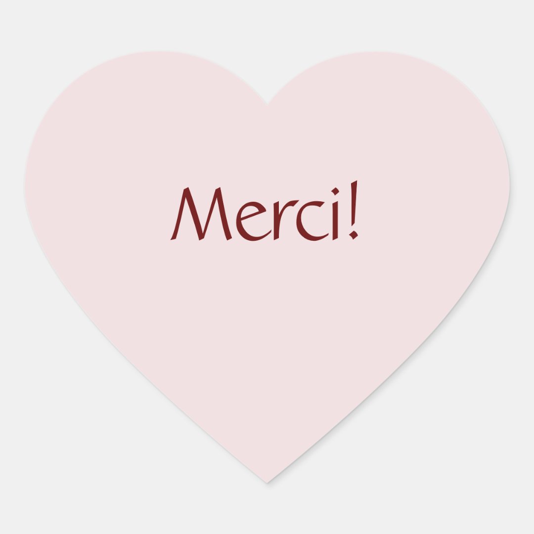 Simple Basic "Merci!" Text Design Heart Sticker | Zazzle