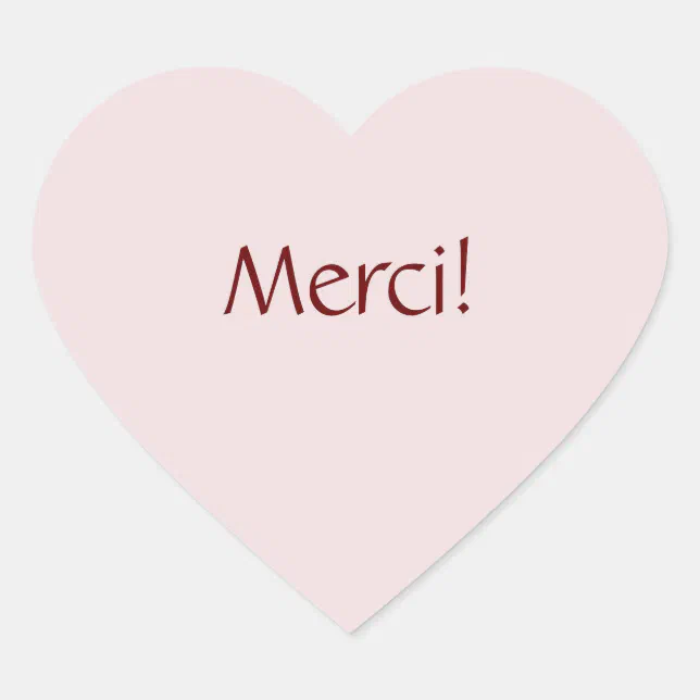 Simple Basic "Merci!" Text Design Heart Sticker | Zazzle