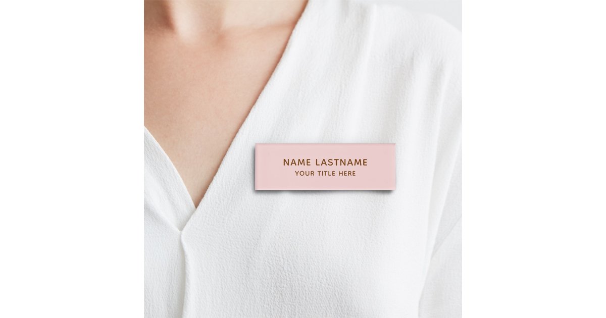 Simple Basic Minimal Blush Pink Modern Title Name Tag | Zazzle