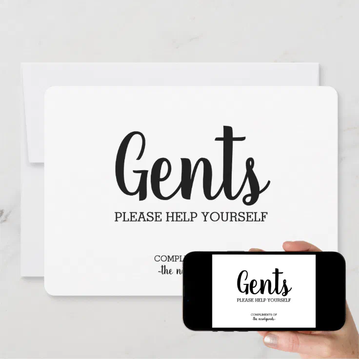 Simple Bathroom Basket Sign-Gents Invitation | Zazzle