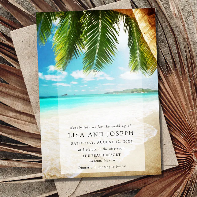 Simple Beach Destination Wedding Invitation | Zazzle