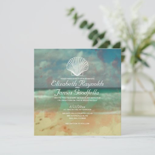Simple Beach Destination Wedding Invitations | Zazzle