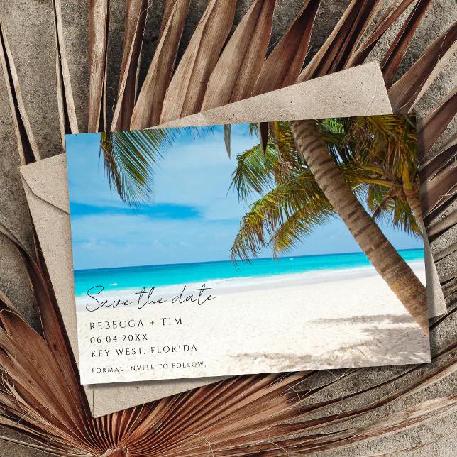 Simple Beach Photo Destination Wedding Save The Date | Zazzle