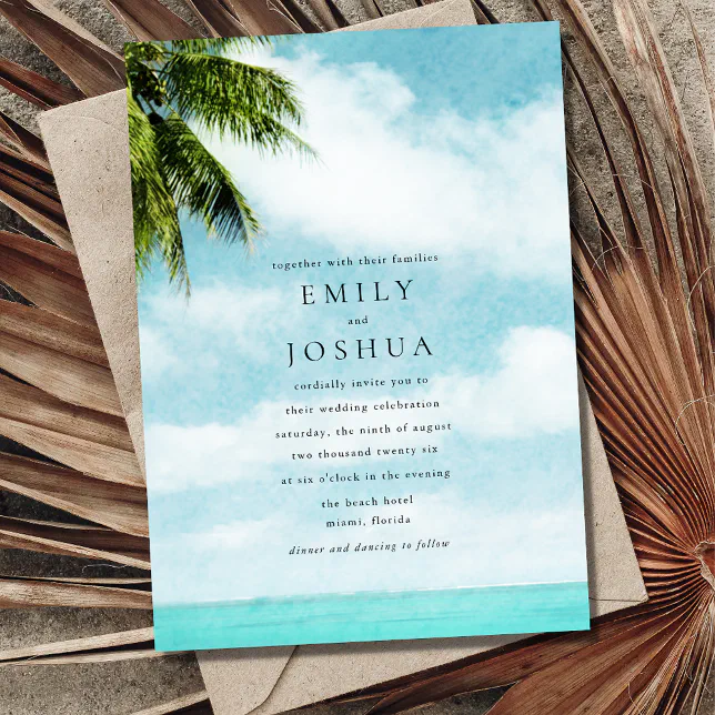 Simple Beach Wedding Invitation | Zazzle