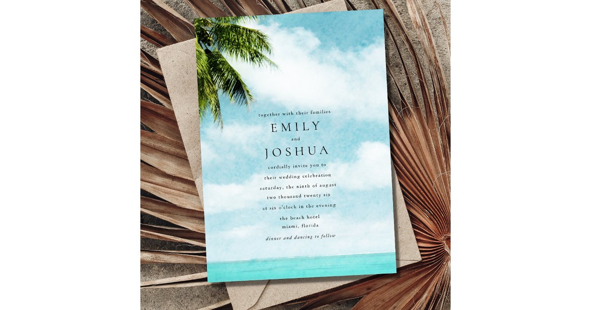 Simple Beach Wedding Invitation | Zazzle