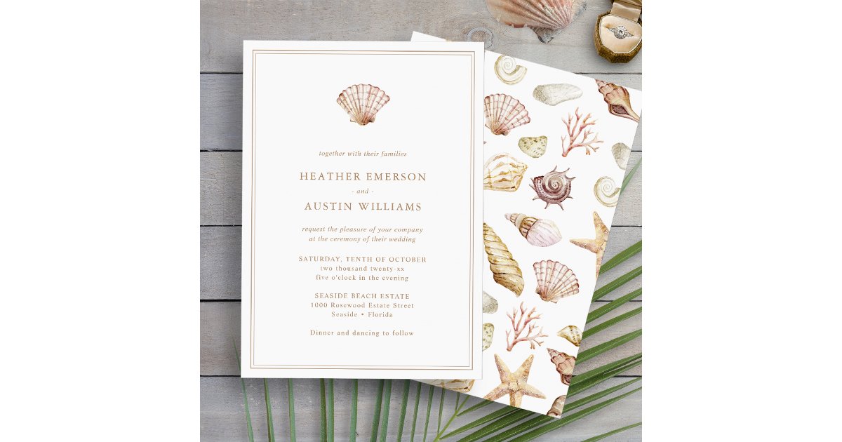 Simple Beach Wedding Invitation | Zazzle