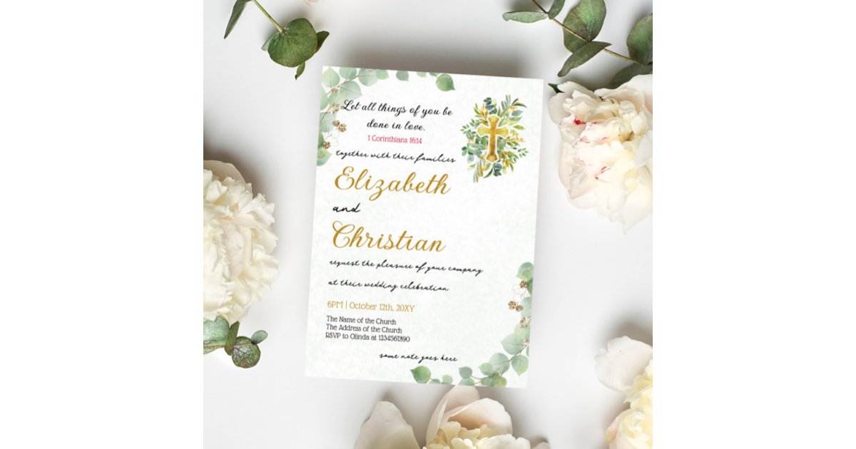 Simple Beautiful Christian Wedding Invitation | Zazzle