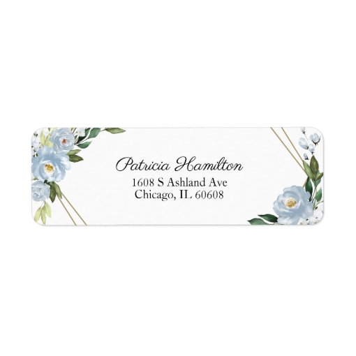 Simple Beautiful Geometric Dusty Blue Floral Label | Zazzle