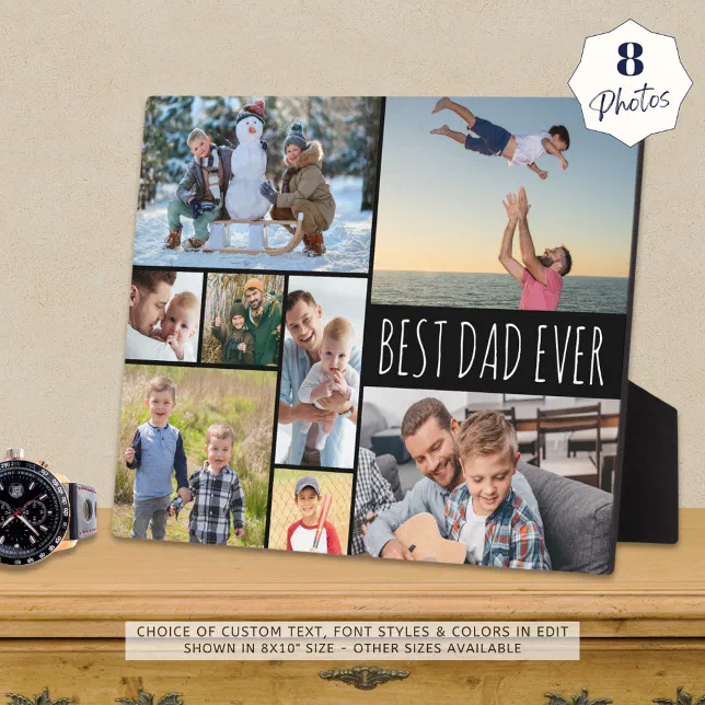 Simple BEST DAD EVER 8 Photo Collage Plaque | Zazzle