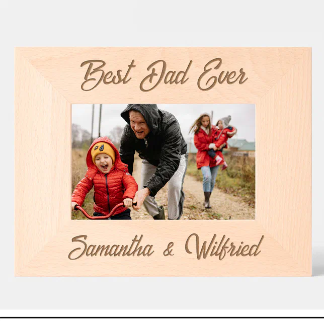 Simple Best dad ever Name Custom Wood Frames | Zazzle