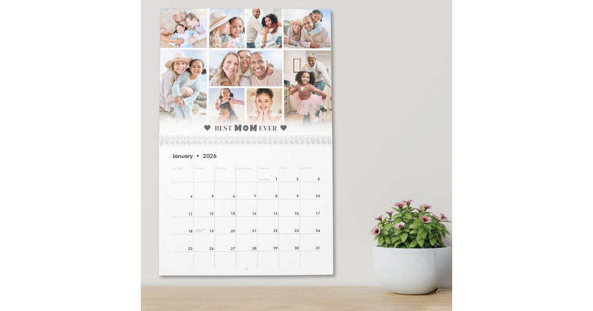 Simple Best Mom Photo Collage Mother Calendar | Zazzle
