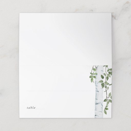 Simple Birch Tree Foliage Greenery Wedding Place Card | Zazzle