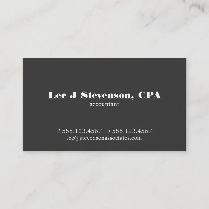 Simple Black Accountant CPA Business Card | Zazzle