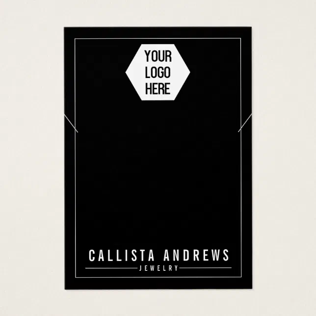 Simple Black Add Your Logo Necklace Display Card | Zazzle