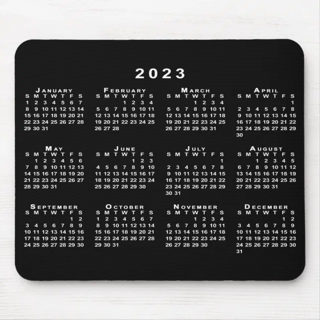 Simple Black and White 2023 Calendar Mouse Pad | Zazzle
