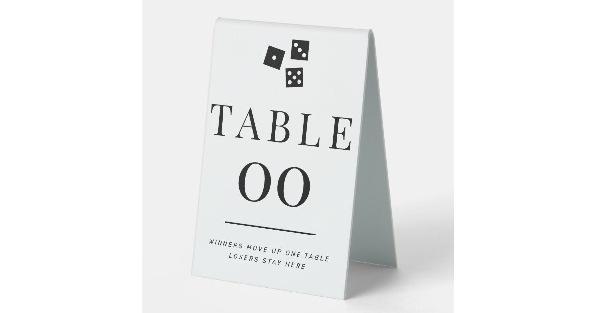 Simple Black and White Bunco ANY Table Number Tent | Zazzle