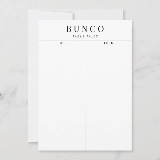 Simple Black and White Bunco Table Tally Invitation | Zazzle