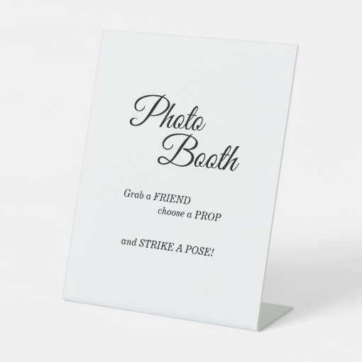 Simple Black and White Calligraphy Photo Booth Pedestal Sign | Zazzle