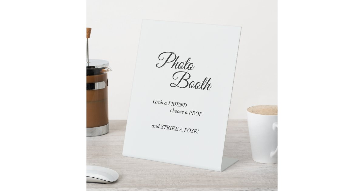 Simple Black and White Calligraphy Photo Booth Pedestal Sign | Zazzle