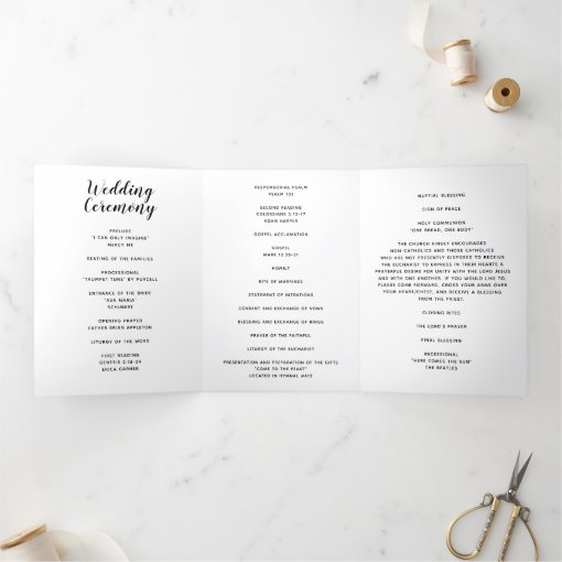 Simple Black and White Calligraphy Wedding Program | Zazzle