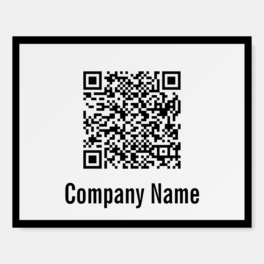 Simple Black and White Company Name and QR Code Foam Board | Zazzle