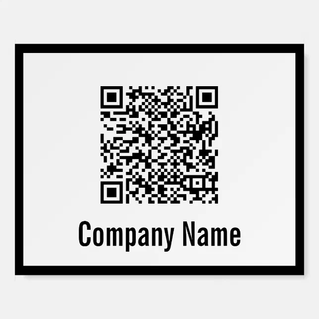 Simple Black and White Company Name and QR Code Foam Board | Zazzle