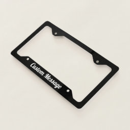 Simple Black and White Cursive Script Text License Plate Frame | Zazzle