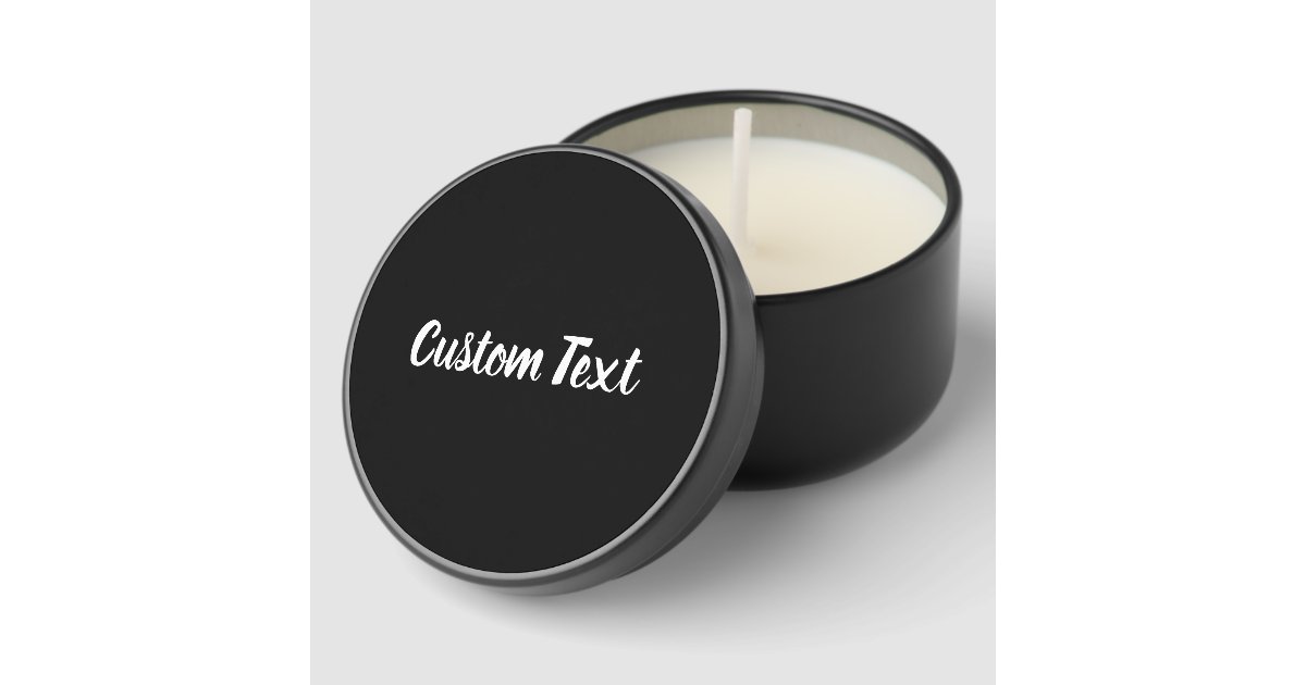 Simple Black and White Cursive Script Text Mini Candle Favors | Zazzle