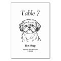 Simple Black and White Dog Wedding Table Number | Zazzle