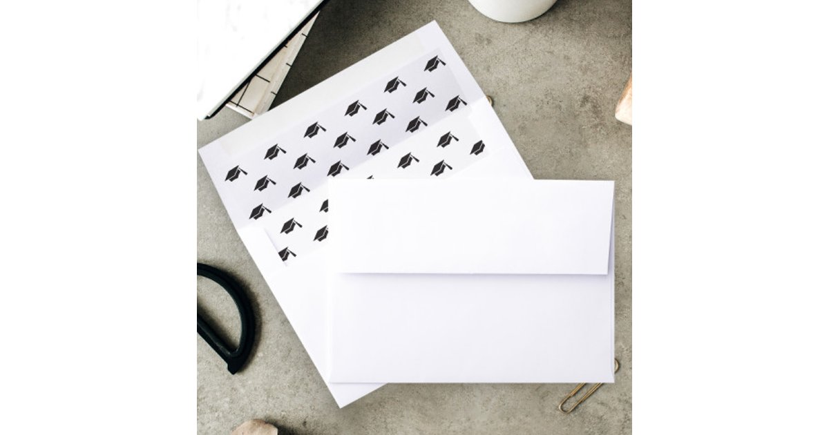 Simple Black and White Graduation Envelope Liner | Zazzle