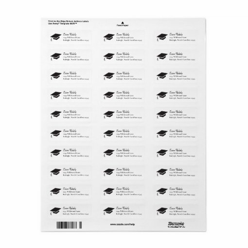 Simple Black and White Graduation Return Address Label | Zazzle
