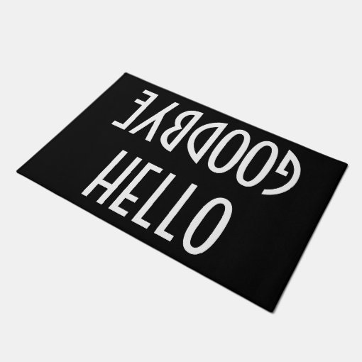 Simple Black and White Hello Goodbye Doormat | Zazzle