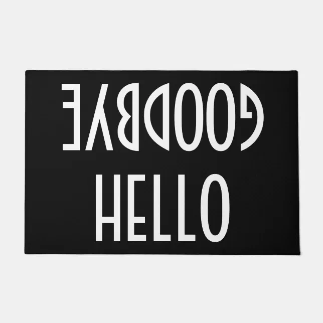 Simple Black and White Hello Goodbye Doormat | Zazzle
