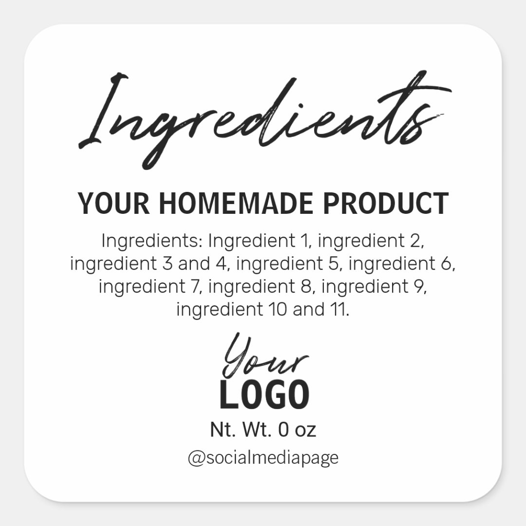 Simple Black And White Ingredient Labels | Zazzle