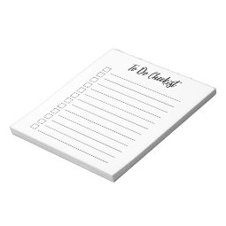 Simple Black And White Lined Checklist To Do List Notepad | Zazzle